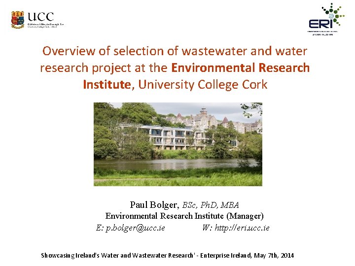Overview of selection of wastewater and water research