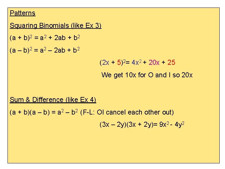Lesson 5 3 Multiplying Polynomials Objectives Students will