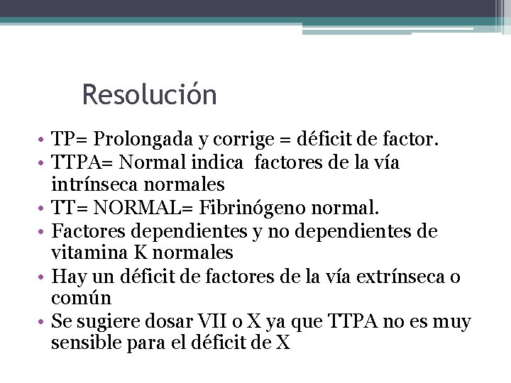 Casos Clnicos Coagulograma Tener en cuenta Tiempo de