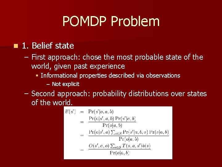 Meeting 3 POMDP Partial Observability MDP Advisor Reference