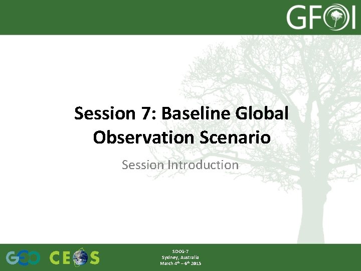 Session 7 Baseline Global Observation Scenario Session Introduction