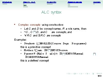 Introduction Basic DL A L C DL and