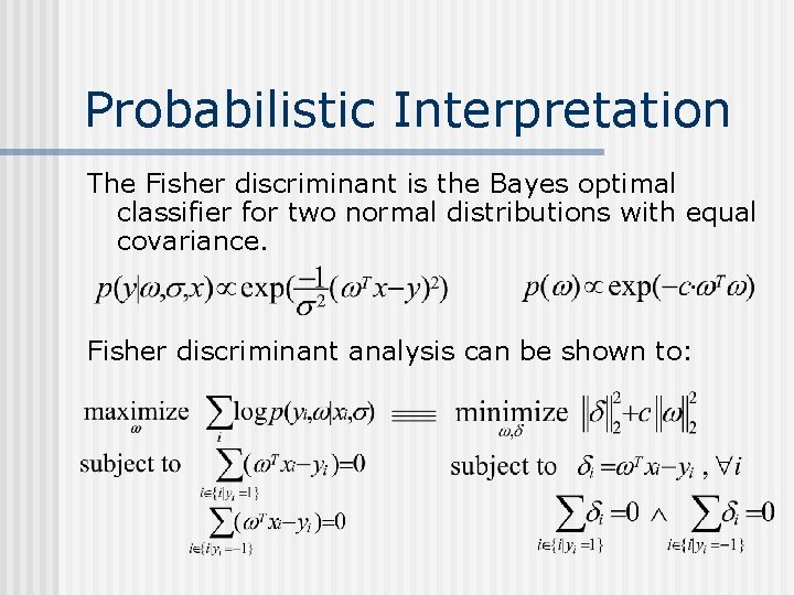 Robust Fisher Discriminant Analysis Article presented at NIPS