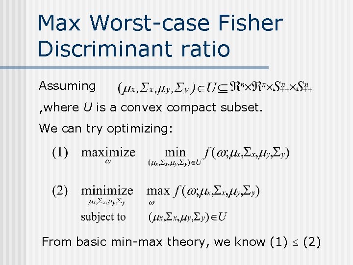 Robust Fisher Discriminant Analysis Article presented at NIPS