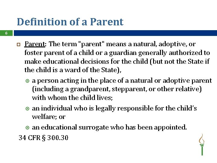 EDUCATIONAL SURROGATE TRAINING SPECIAL EDUCATION 101 Individuals with