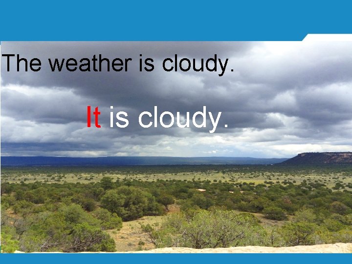 The weather is cloudy It is cloudy It