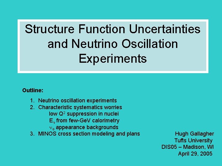 Structure Function Uncertainties and Neutrino Oscillation Experiments ...