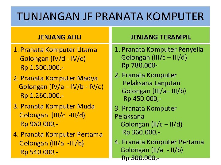 PENGANGKATAN JABATAN FUNGSIONAL PRANATA KOMPUTER Pengangkatan PNS Dlm