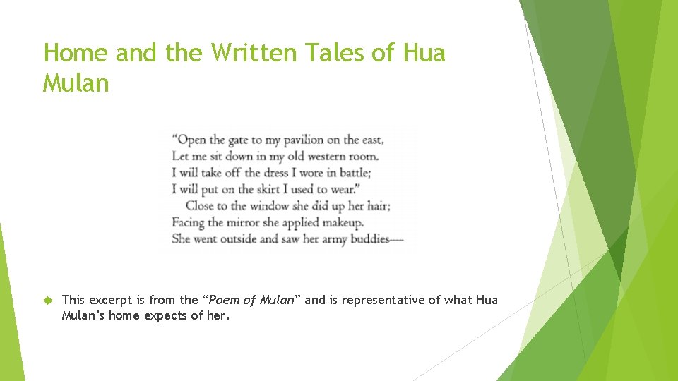 Interpretation of Home Hua Mulan and This Way
