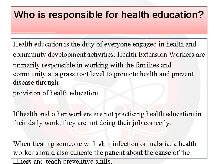 Unit 3 Aims and principles of health education