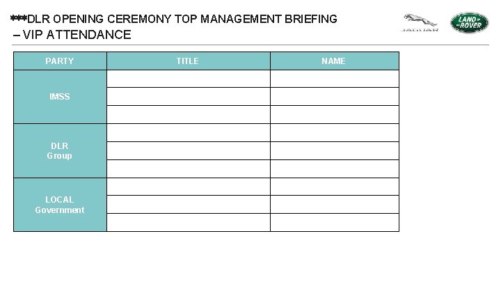 DLR OPENING CEREMONY TOP MANAGEMENT BRIEFING RETAIL MARKETING