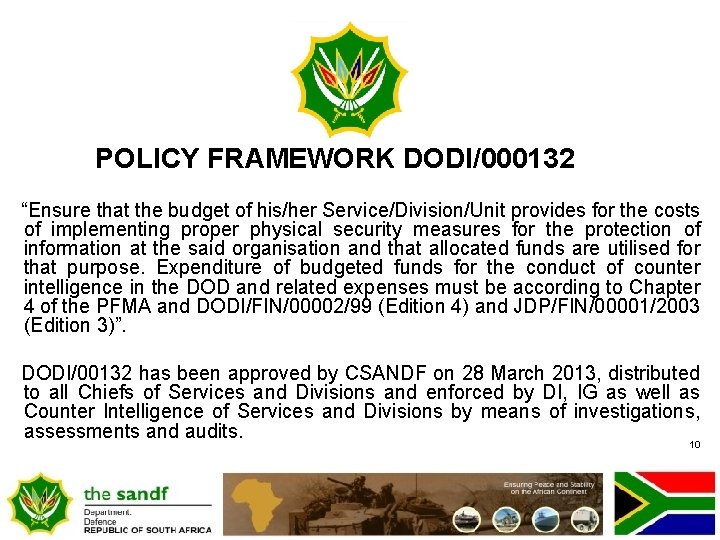 STATE OF SECURITY IN MILITARY BASES AIM The