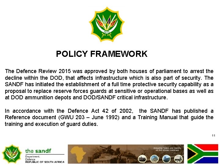 STATE OF SECURITY IN MILITARY BASES AIM The