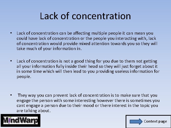 Barriers of communication The whole point of this