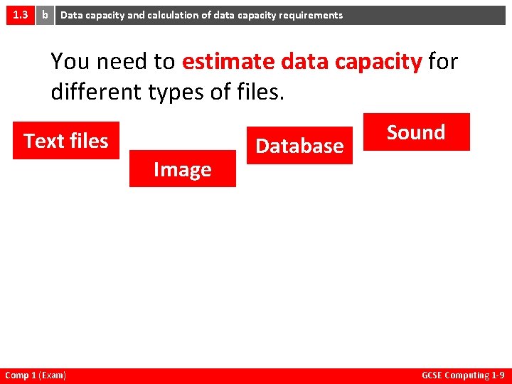 1 3 b Data capacity and calculation of
