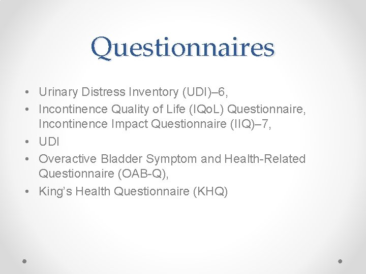 Definition classification and triage of female UI Francesco