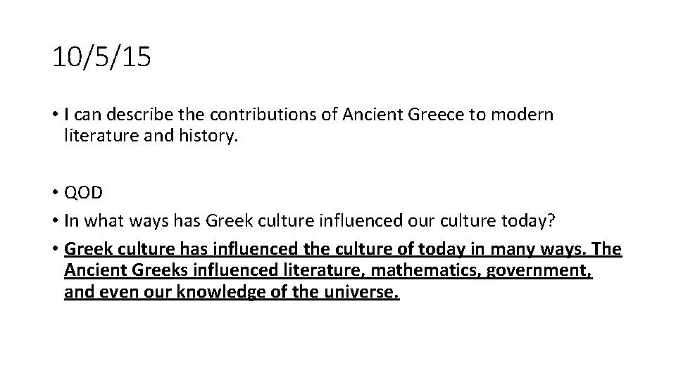 10515 I can describe the contributions of Ancient