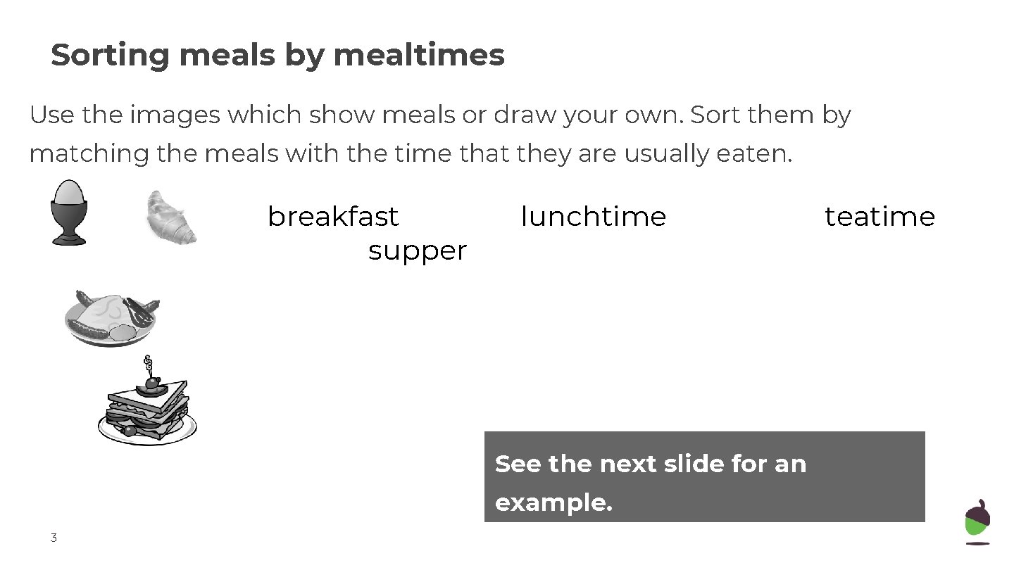 Numeracy Time Building Understanding Lesson 4 Sequencing meals