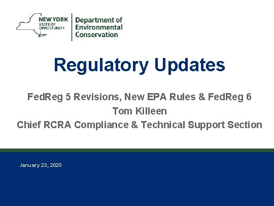 1 Regulatory Updates Fed Reg 5 Revisions New