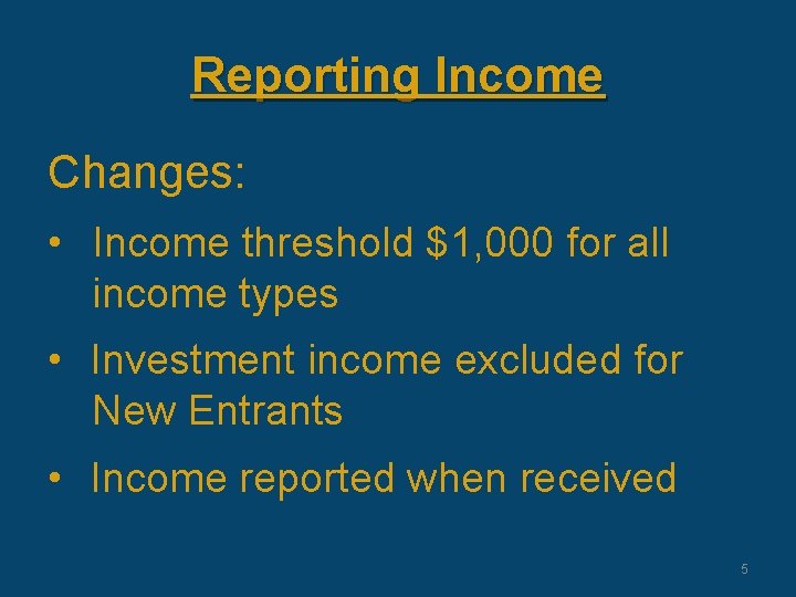 Changes to Confidential Financial Disclosure December 2018 Effective