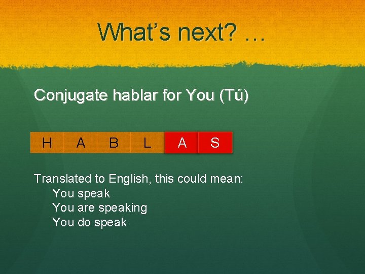 Conjugation 101 Connecting to English Verb tense is