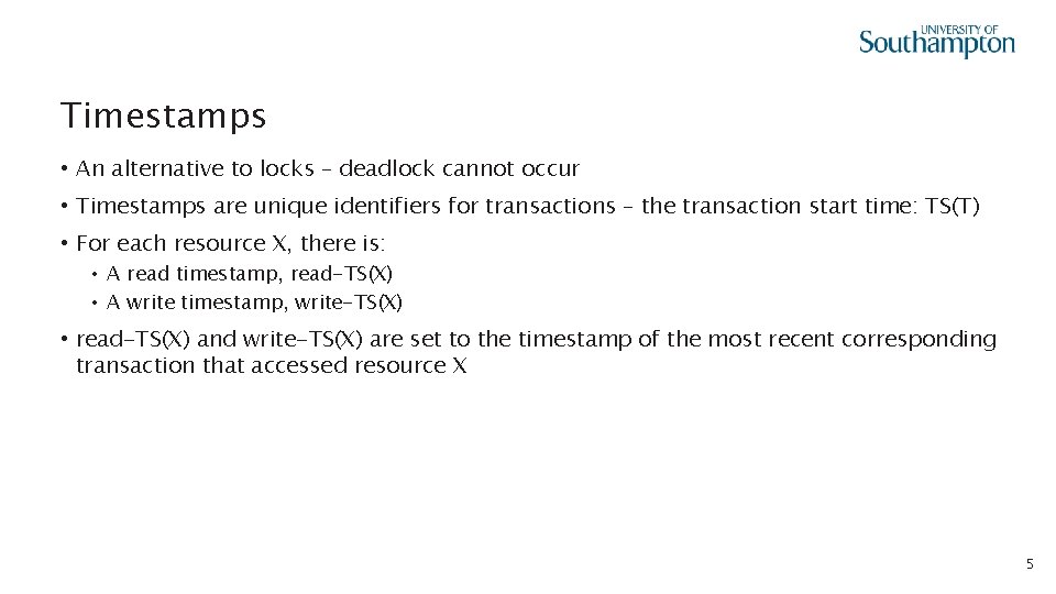 Timestamps and Advanced Transactions COMP 3211 Advanced Databases