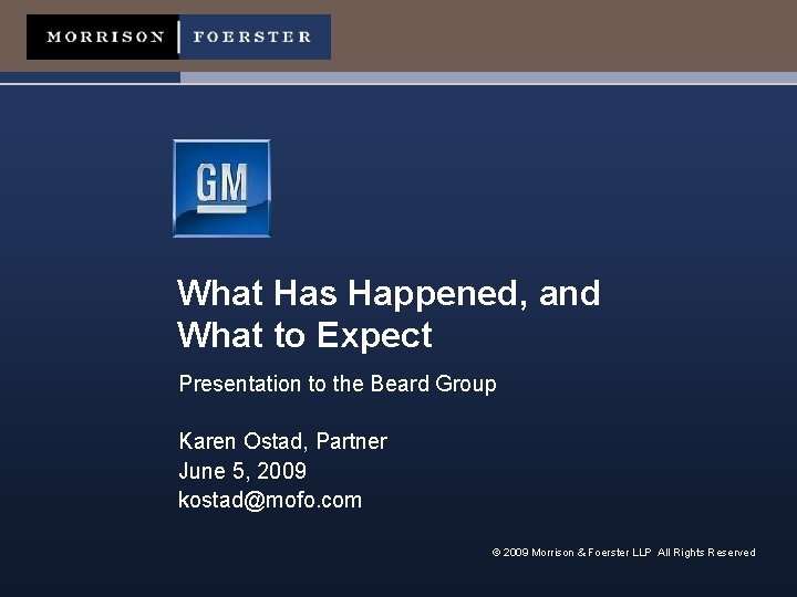 What Has Happened and What to Expect Presentation