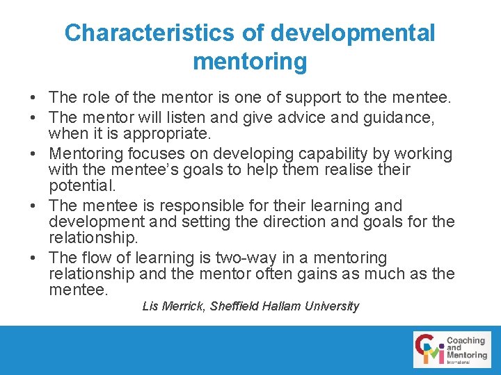 Making Developmental Mentoring Work David Clutterbuck 2013 Workshop