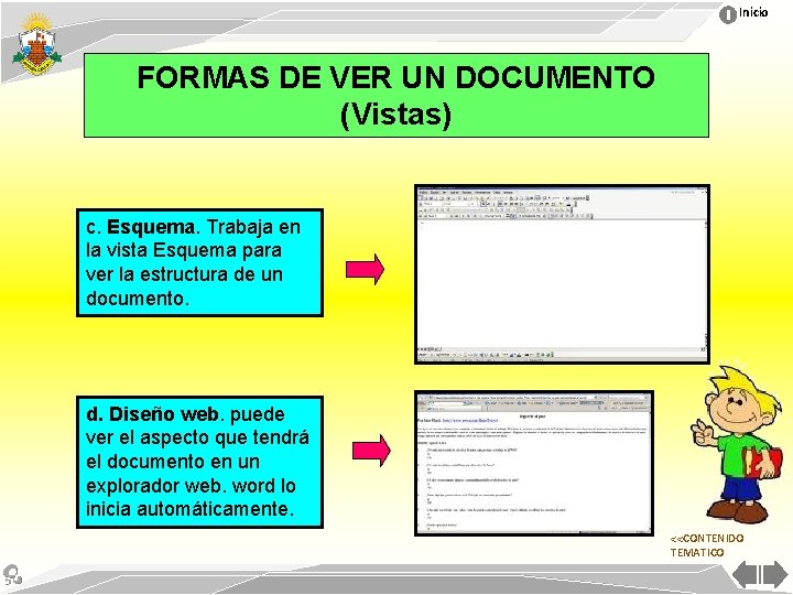 CONOCIENDO EL ENTORNO DE MS WORD Presentacin Contenido