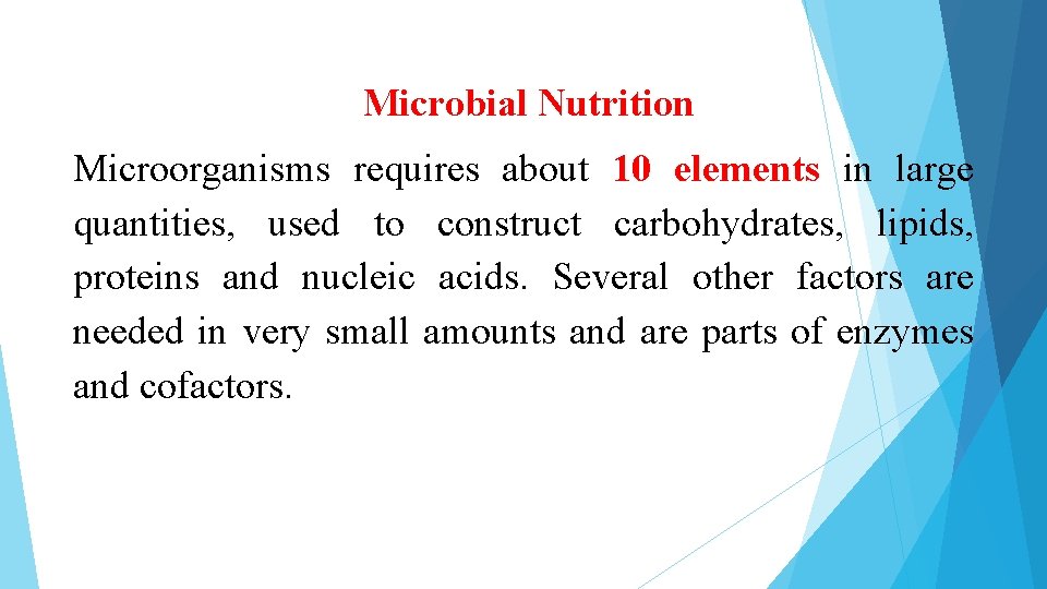 Microbial Nutrition Lec 1 Introduction to Bacterial physiology