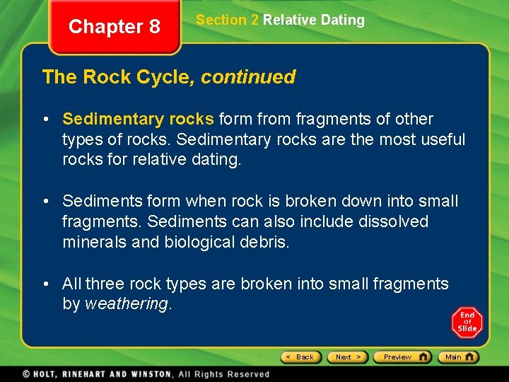 Chapter 8 Studying Earths Past Preview Section 1