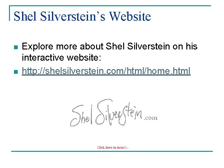 Exploring Childrens Poetry The Poems of Shel Silverstein