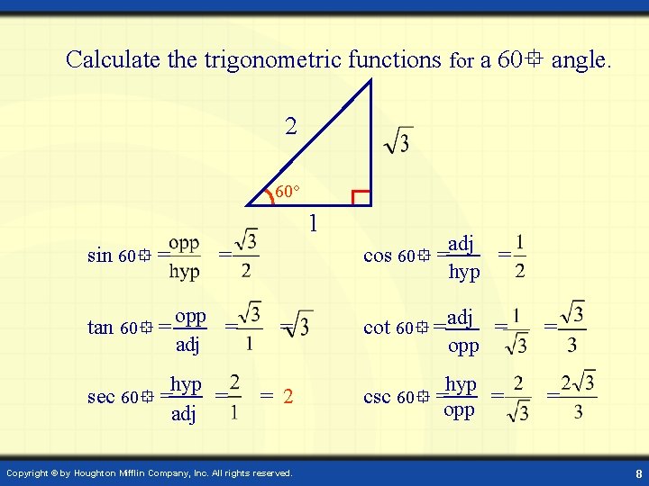Digital Lesson Right Triangle Trigonometry The six trigonometric