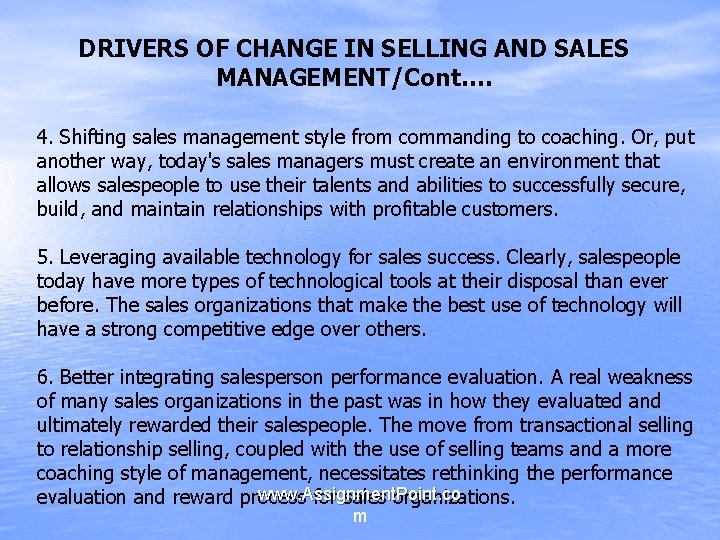 THE PROCESS OF SELLING AND BUYING www Assignment