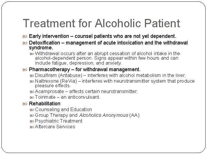 The Patient With a Substance Related Disorder By