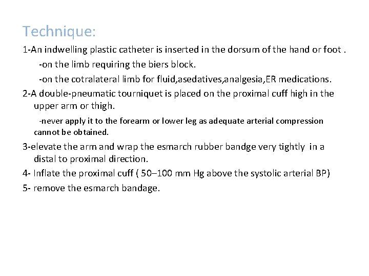 Intravenous Regional Anesthesia Biers block objectives Definition Mechanism