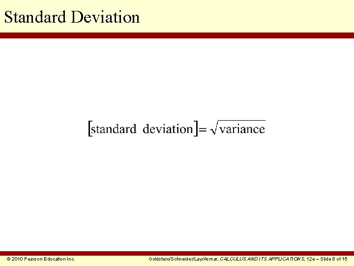 Chapter 12 Probability and Calculus 2010 Pearson Education