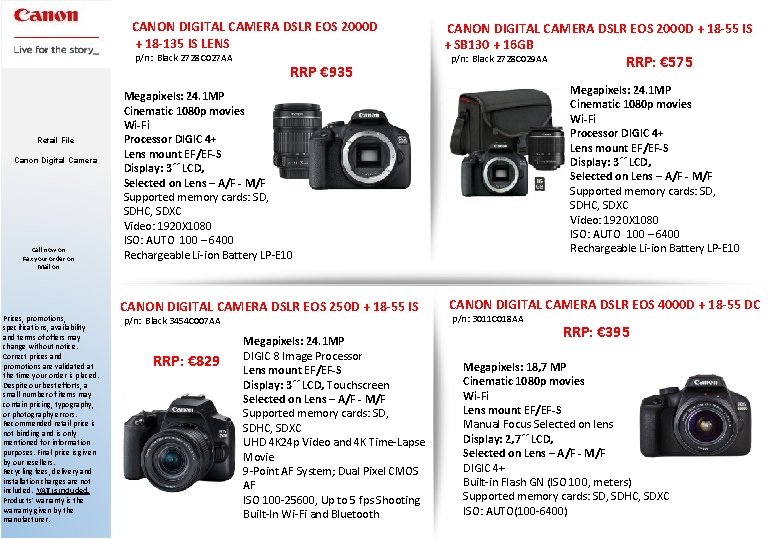 Canon DSLR Mirrorless Cameras Range 2021 Retail file