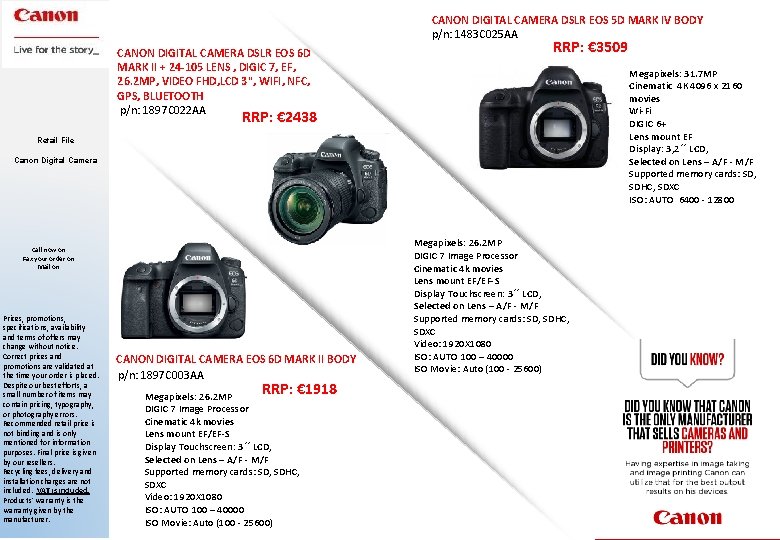 Canon DSLR Mirrorless Cameras Range 2021 Retail file