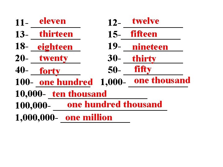 Grammar Two Cardinal numbers We can meet and