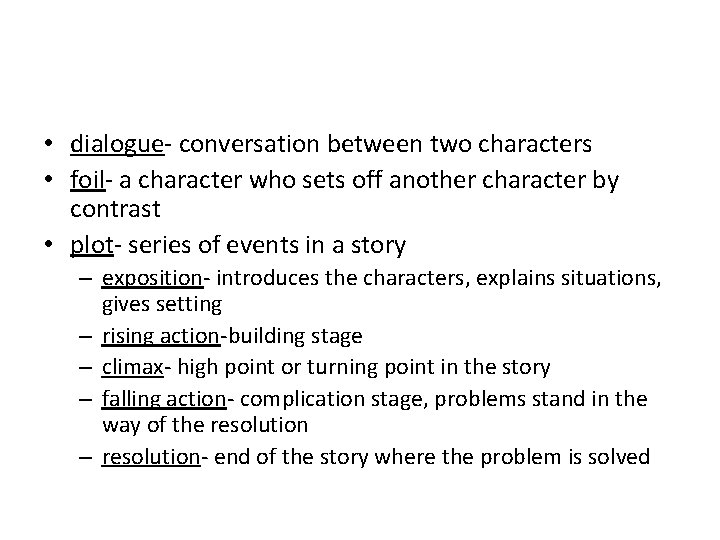 Literary Elements short story brief tale that can