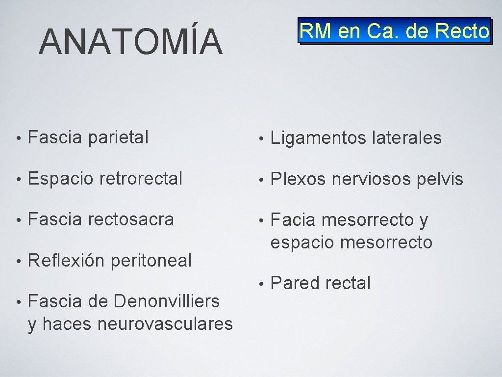 RM en Ca de Recto Tcnica Anatoma Interpretacin