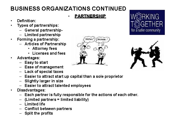 ECONOMICS CHAPTER 3 BUSINESS ORGANIZATIONS FORMS OF BUSINESS