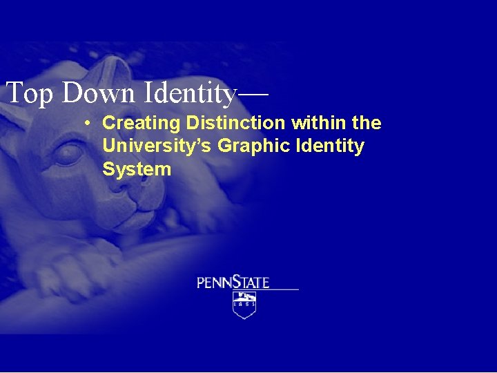Top Down Identity Creating Distinction within the Universitys