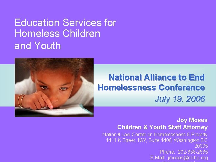 Education Services for Homeless Children and Youth National