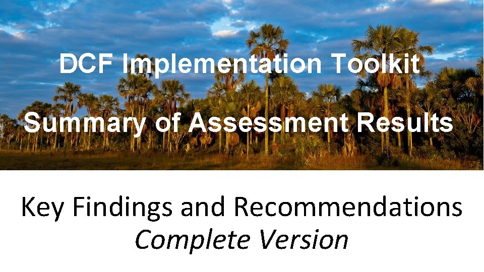 DCF Implementation Toolkit Summary of Assessment Results TEMPLATE