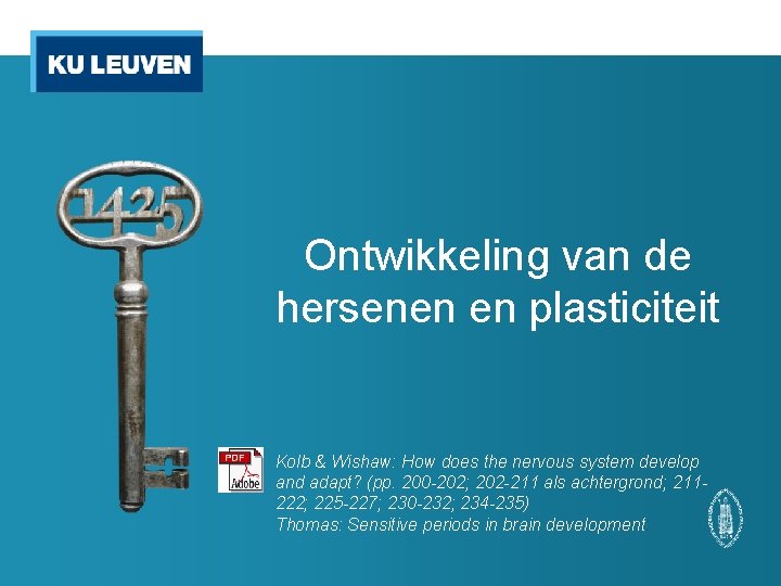 Ontwikkeling van de hersenen en plasticiteit Kolb Wishaw