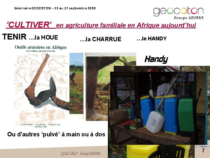 Sminaire GEOCOTON 23 au 27 septembre 2019 Etat