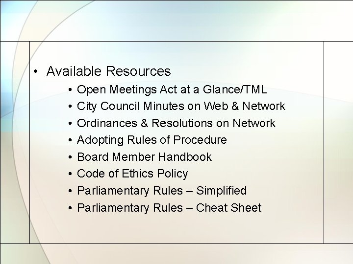 Board Commission Policy Overview and Meeting Room Decorum