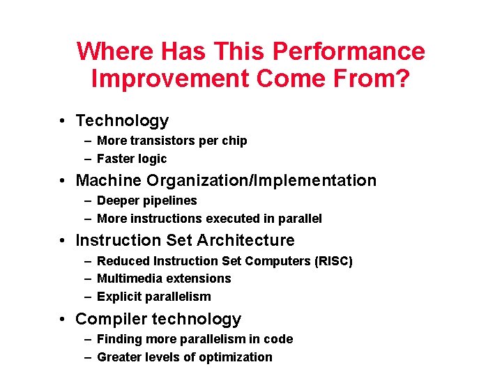 Where Has This Performance Improvement Come From Technology